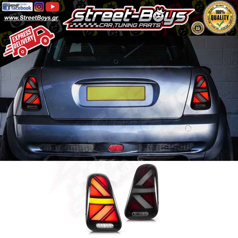 Car.gr - ΠΙΣΩ ΦΑΝΑΡΙΑ UK BLACK DYNAMIC LED MINI COOPER R50 R52 R53 ...